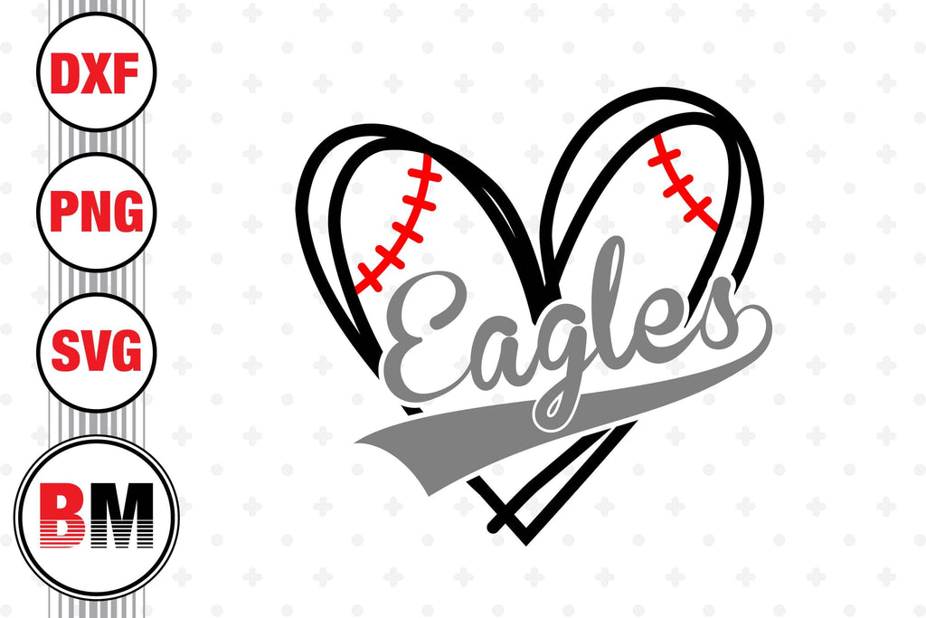 Eagles Heart Baseball SVG, PNG, DXF Files - So Fontsy