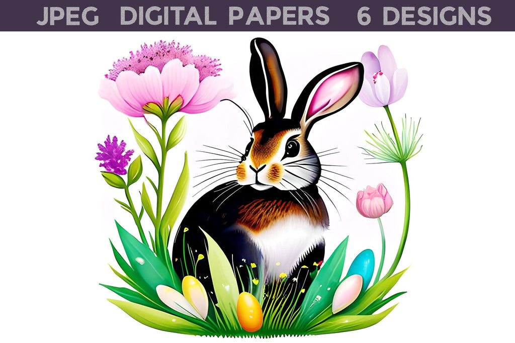 Easter Bunny Digital Papers | Spring Bunny Sublimation - So Fontsy