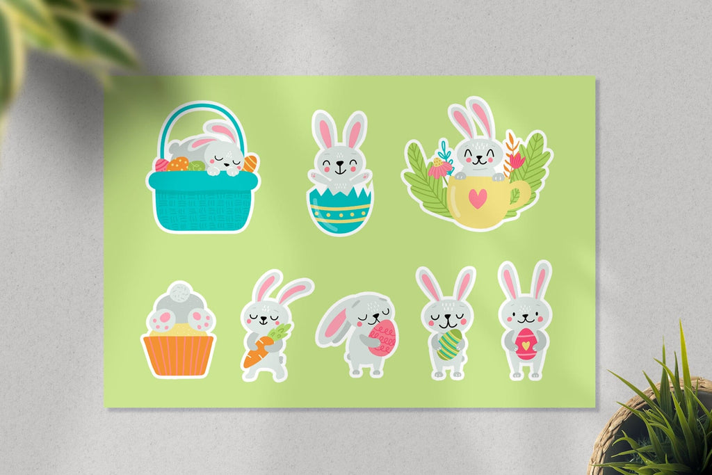 Easter bunny - Printable Stickers - So Fontsy