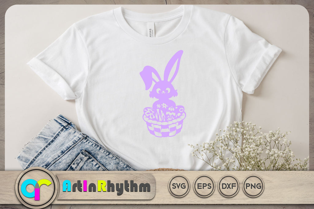 Easter bunny svg / Easter egg basket svg - So Fontsy