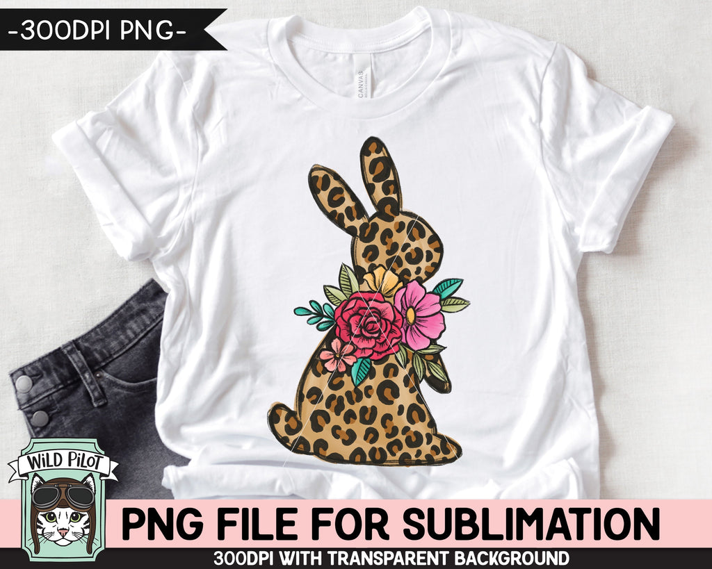Easter SUBLIMATION design PNG, Floral Leopard Bunny png file, Bunny ...