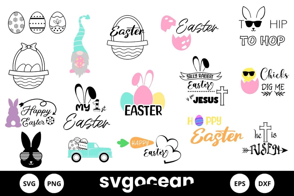 Easter SVG Bundle | Clipart | Silhouette | Cut Files - So Fontsy