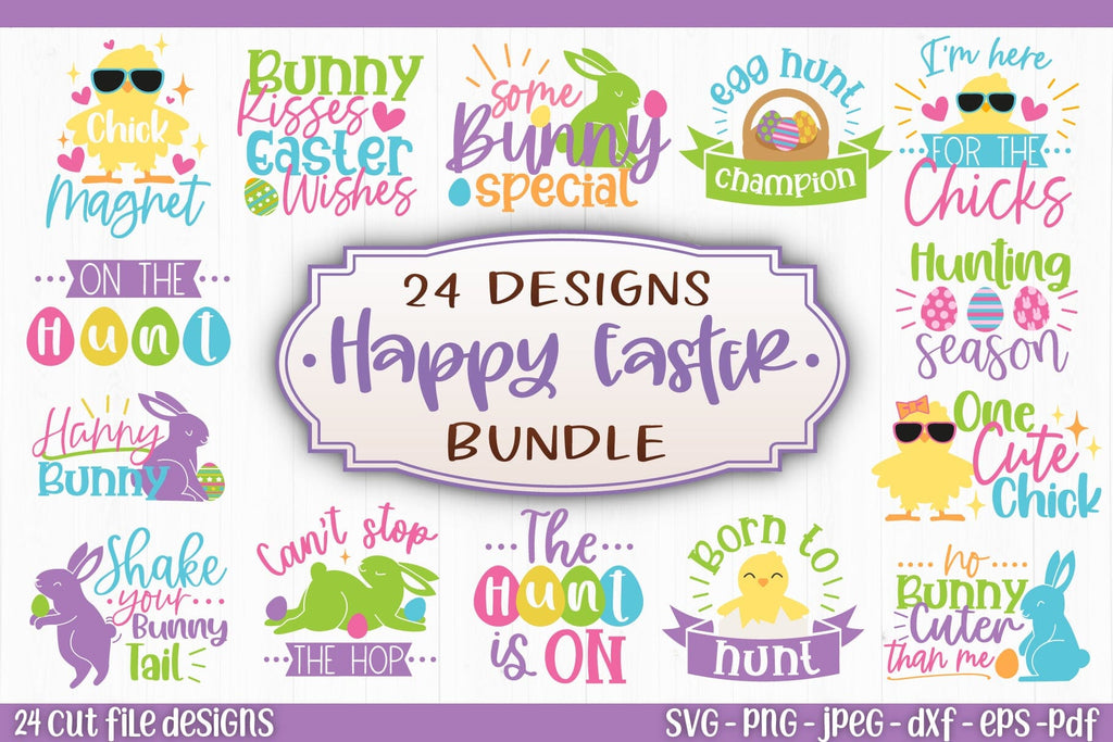 Easter SVG Bundle | Easter Bunny Chicks Eggs Cut Files - So Fontsy