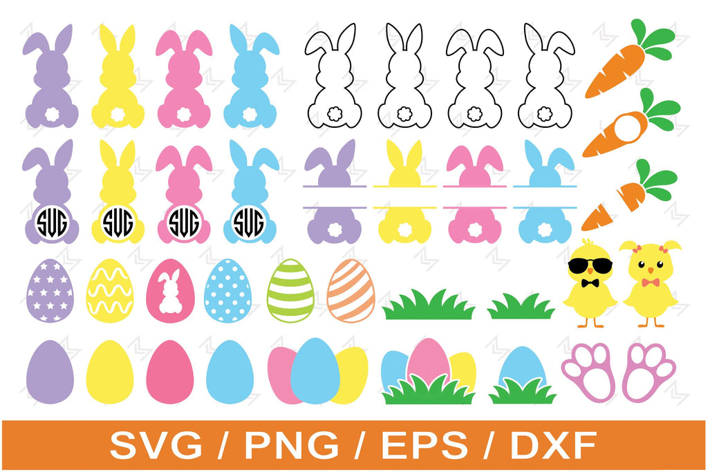 Easter SVG, Easter Bunny SVG, Eggs SVG, PNG, EPS, DXF. - So Fontsy