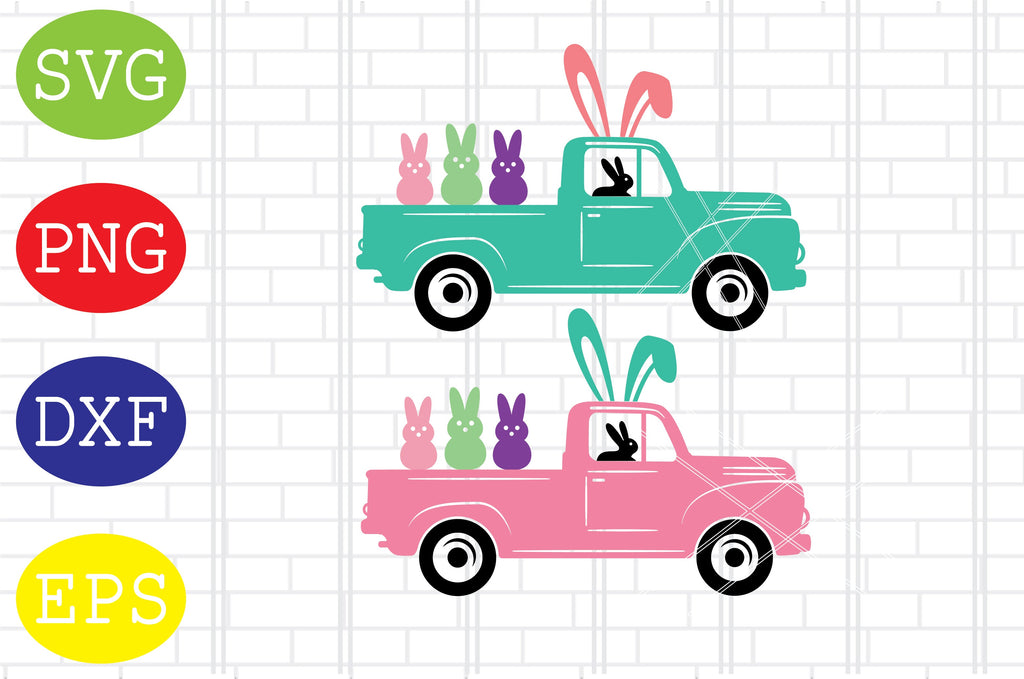Easter Truck With Rabbit (3) Svg, Easter Bunny Svg, Happy Easter Svg ...