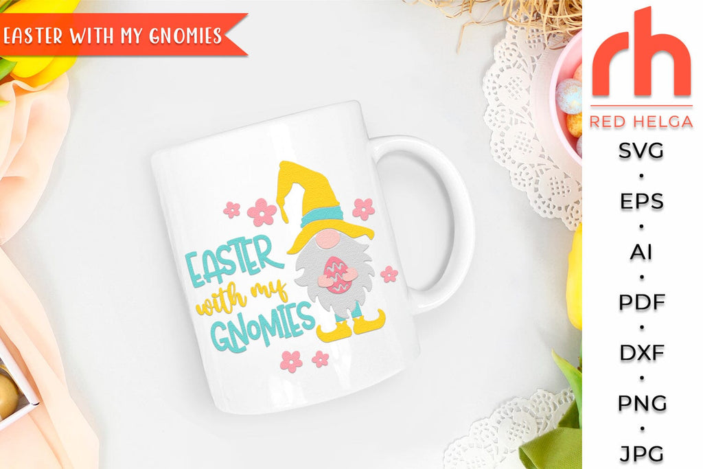Easter with my Gnomies SVG, Round Hanger Cut File, Spring Door Sign DXF ...