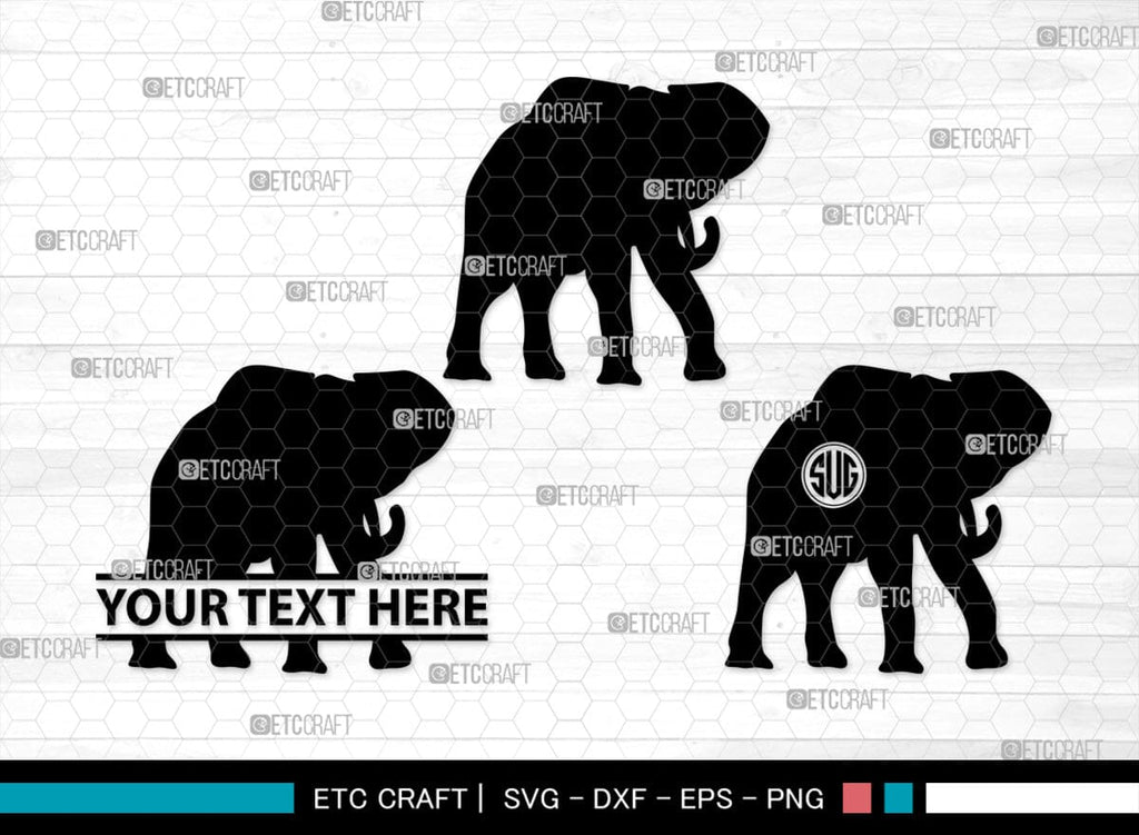 Elephant Monogram, Elephant Silhouette, Elephant SVG, Safari Animal Svg ...
