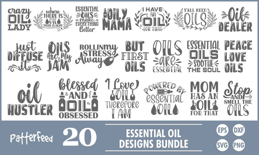 Essential Oil SVG Designs Bundle - So Fontsy