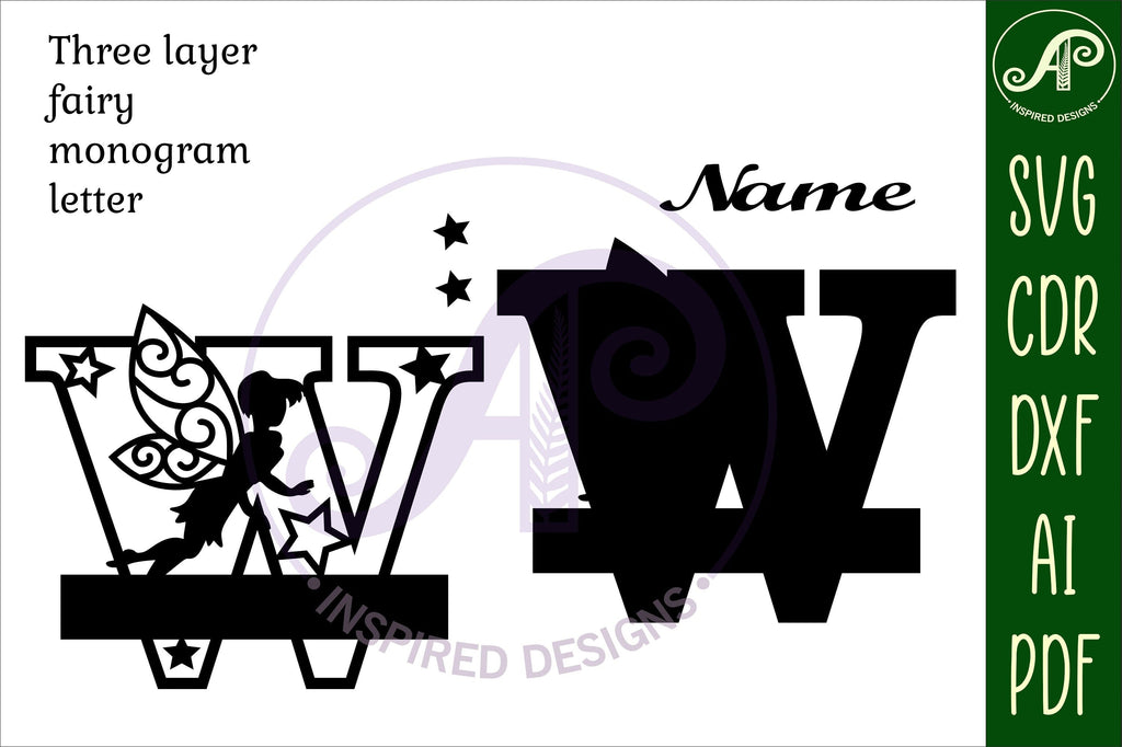 Fairy Letter W Monogram SVG Cut File - So Fontsy