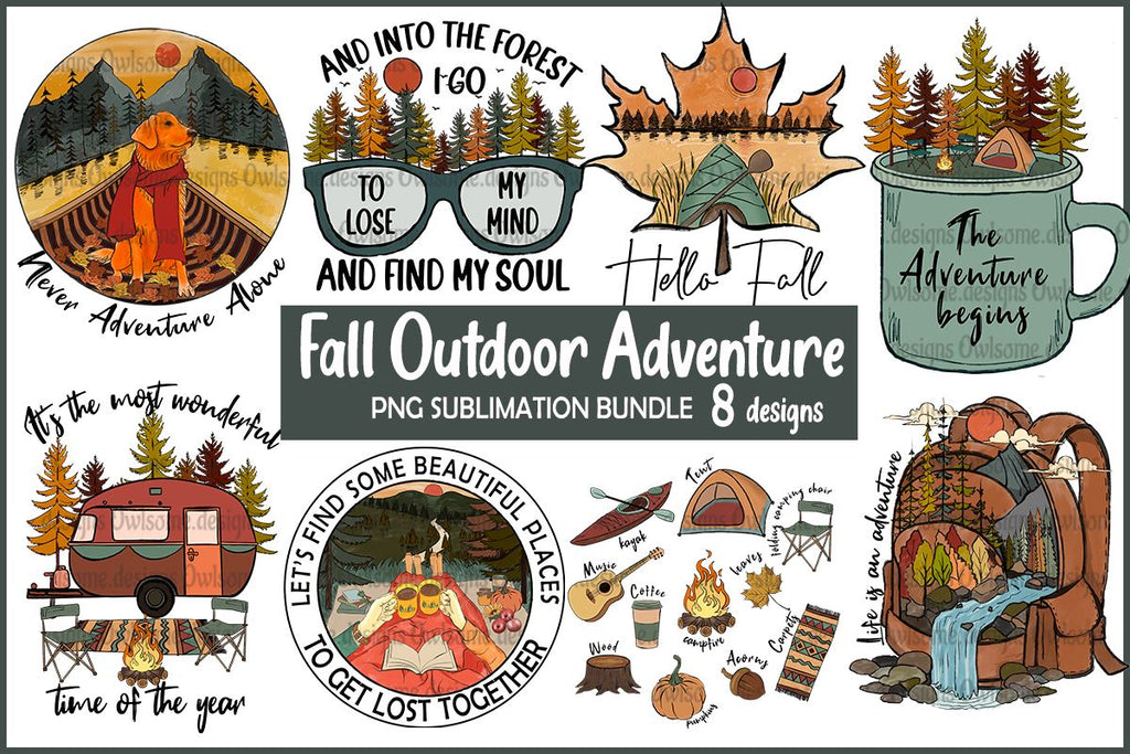 Fall Outdoor Adventure Sublimation Bundle. - So Fontsy