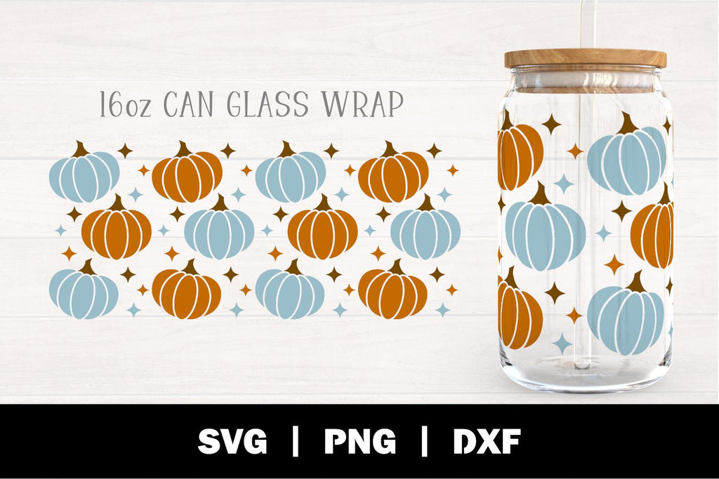 Fall Pumpkins 16oz Can Glass Wrap SVG - So Fontsy
