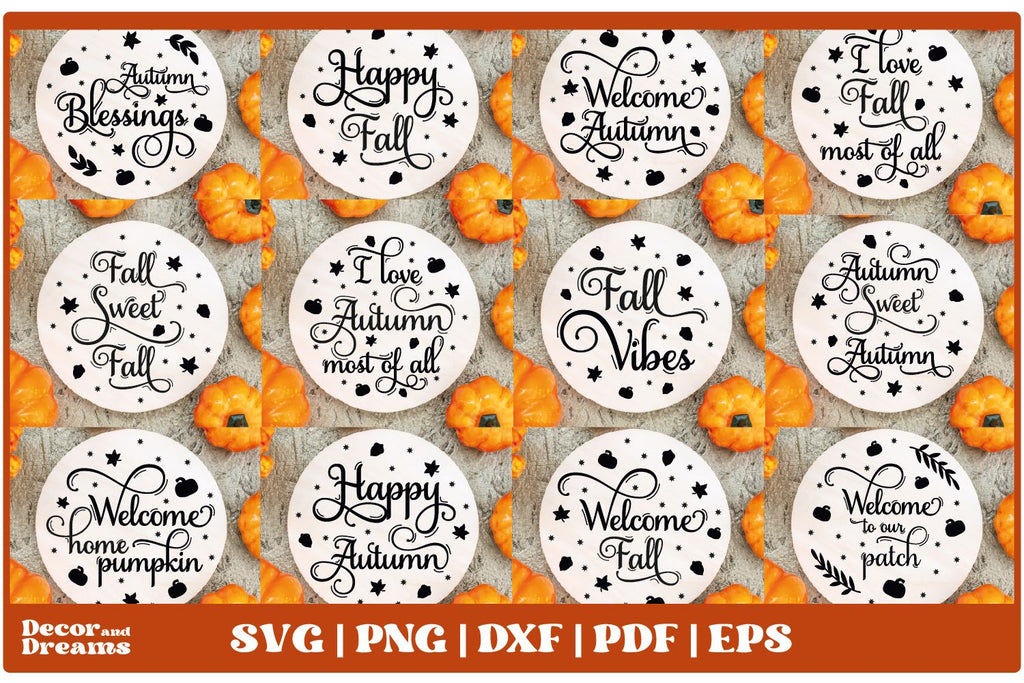 Fall Round Signs Bundle | Autumn Round Signs Bundle - So Fontsy