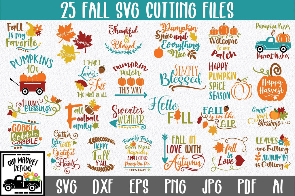 Fall SVG Cut File Bundle - Includes Autumn 25 Designs - So Fontsy