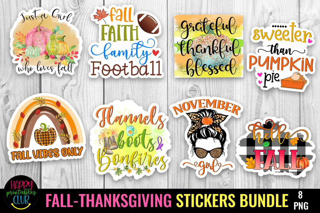 Fall Thanksgiving Stickers Bundle- Autumn Stickers Bundle - So Fontsy