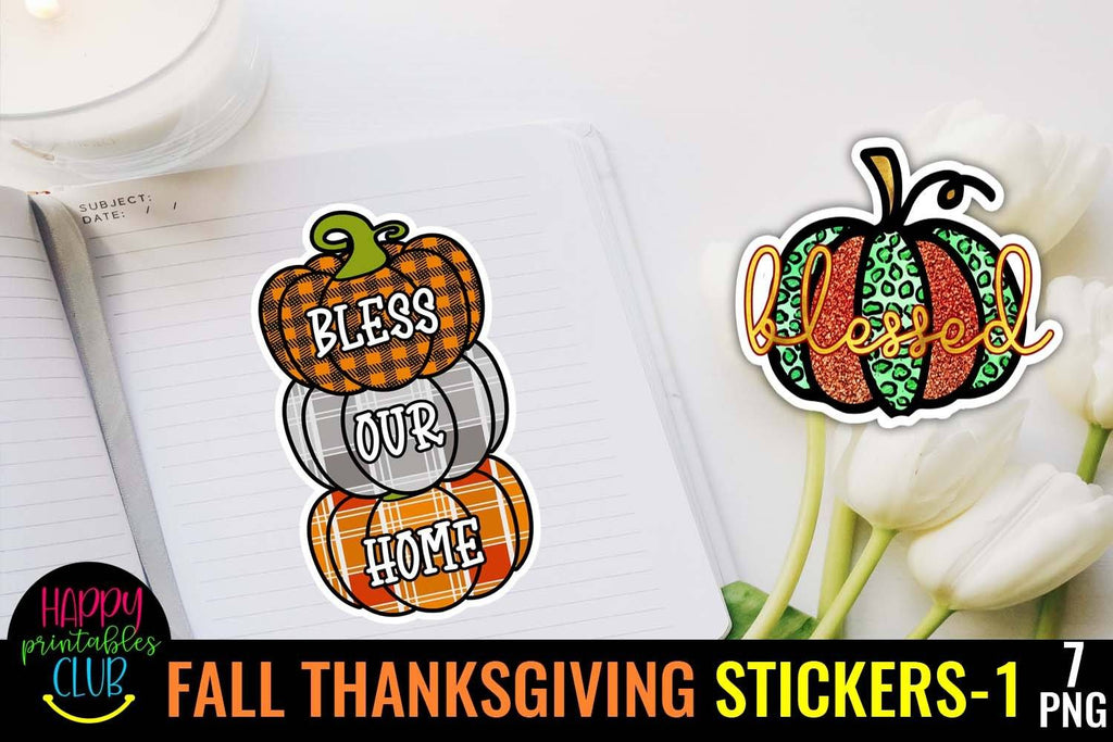 Fall Thanksgiving Stickers- Printable Stickers for Fall - So Fontsy