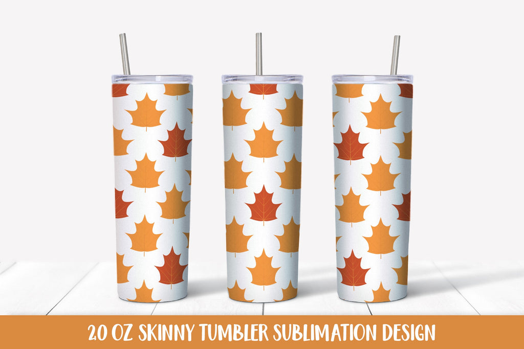 Fall Tumbler Wrap Sublimation. Maple Leaves Tumbler - So Fontsy
