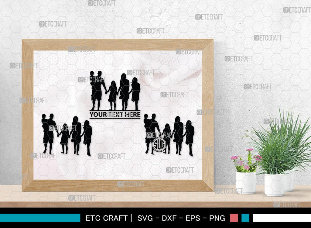 Family Monogram, Family Silhouette, Family SVG, Mother And Children Svg ...