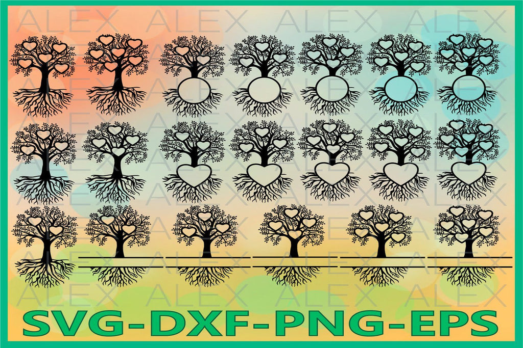 Family Tree Heart Svg, Split Frame Family Tree - So Fontsy