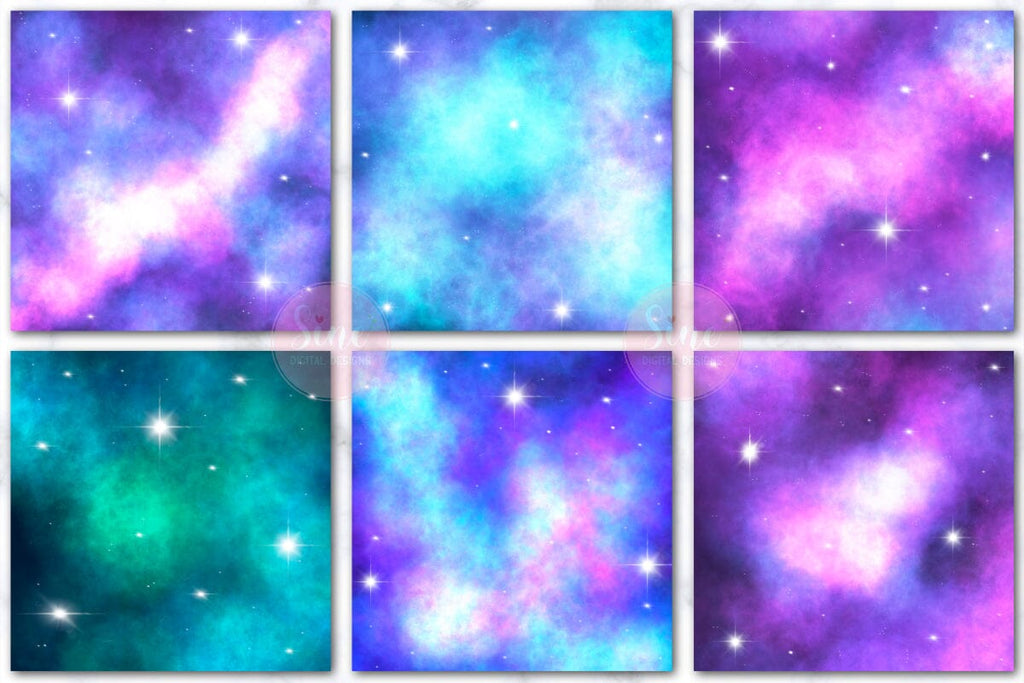 Fantasy Galaxy Space Digital Papers Backgrounds - So Fontsy
