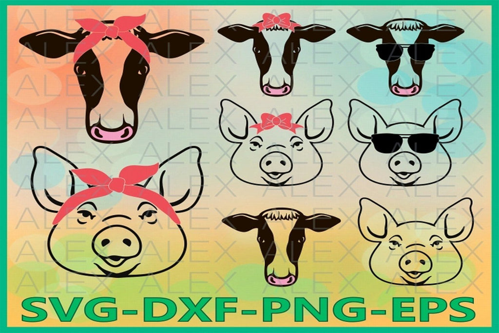 Farm Svg, Cow with Bandana - So Fontsy