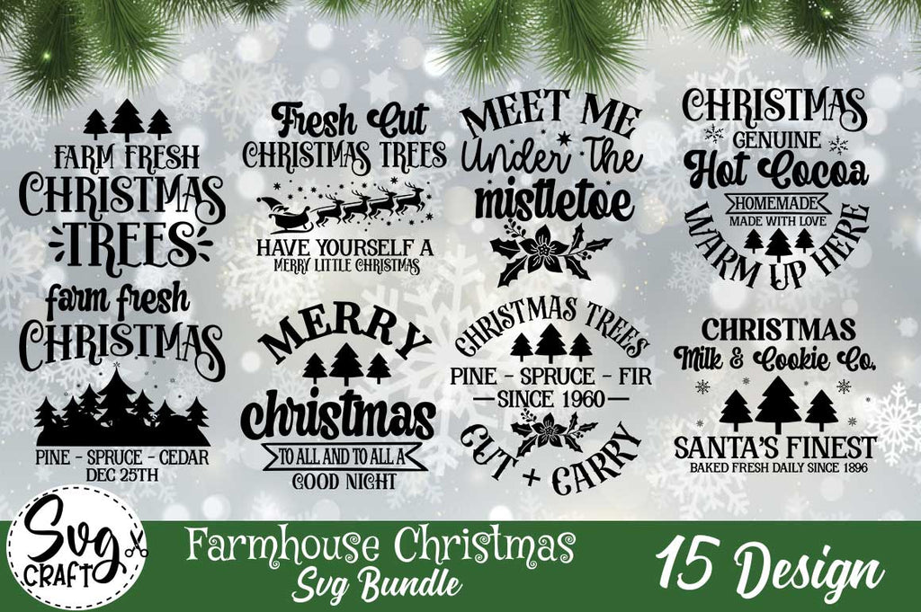 Farmhouse Christmas SVG Bundle - So Fontsy