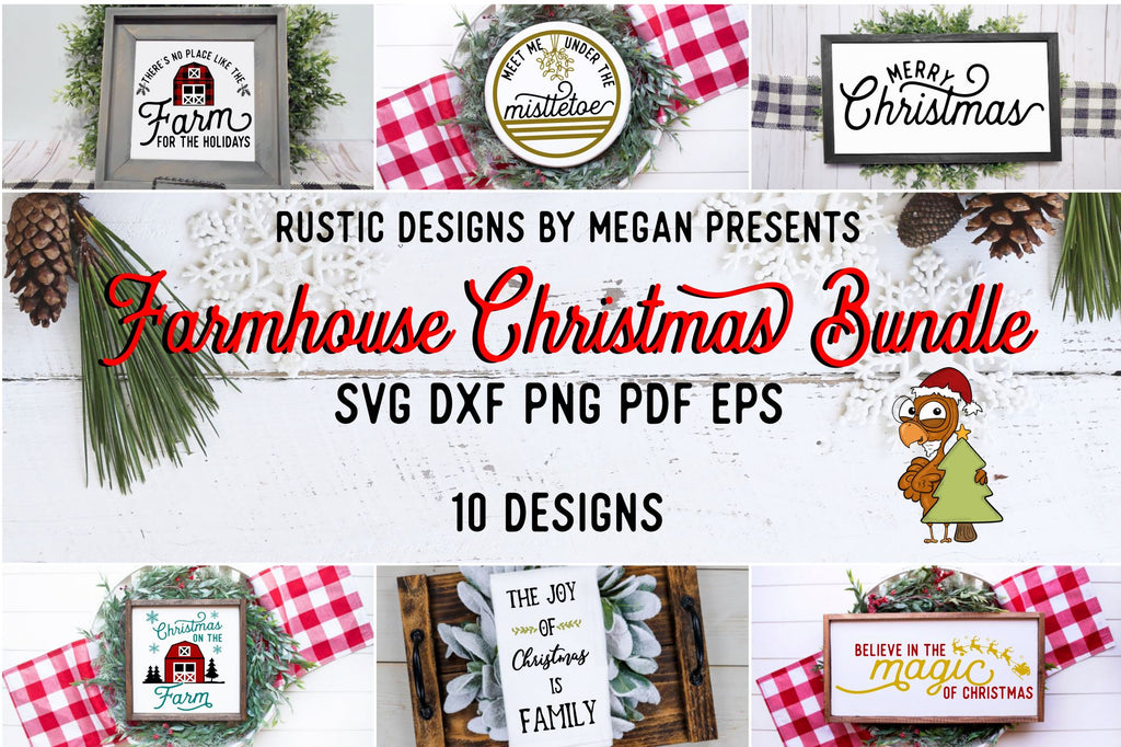 Farmhouse Christmas SVG Cut File Bundle - So Fontsy