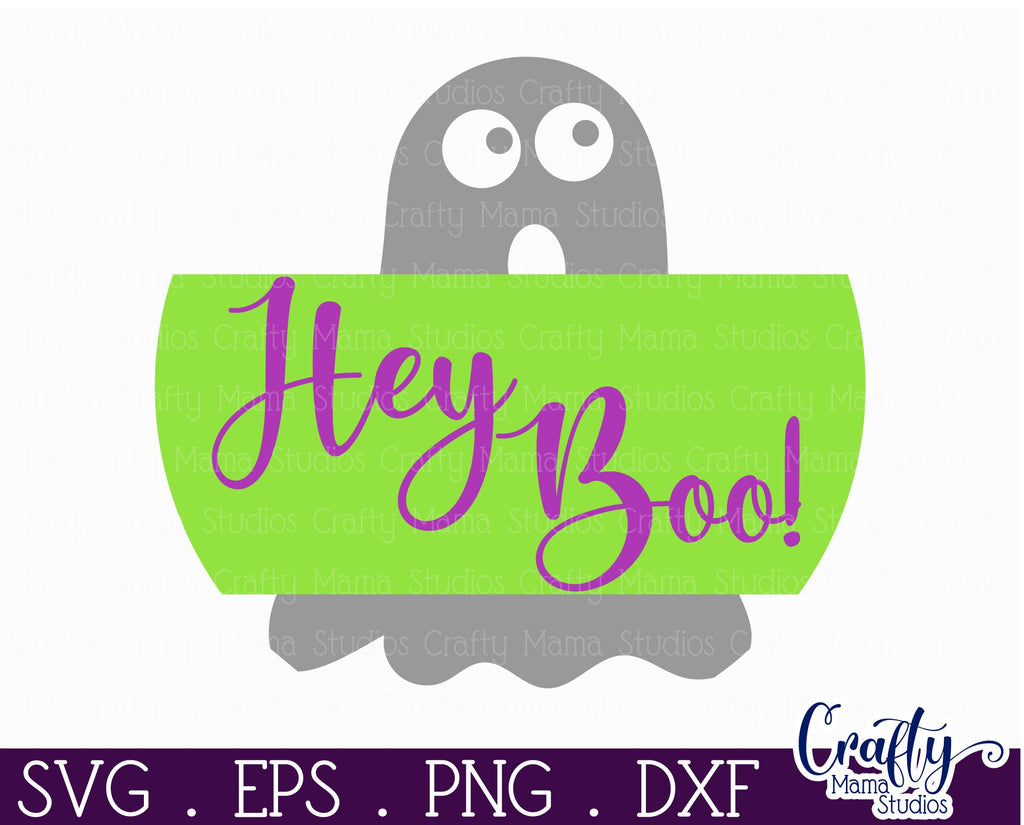 Farmhouse Halloween Round Sign, Hey Boo Door Hanger Svg - So Fontsy
