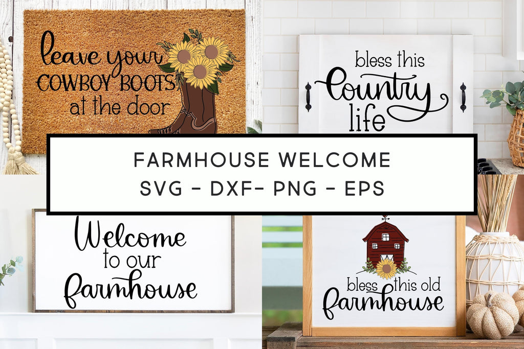 Farmhouse Welcome Sign SVG Mini Bundle 2, Farmhouse Decor - So Fontsy