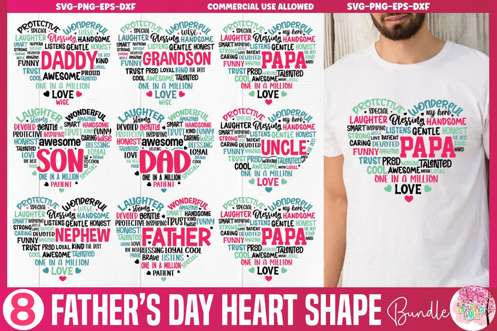 Father's Day heart Shape SVG bundle - So Fontsy