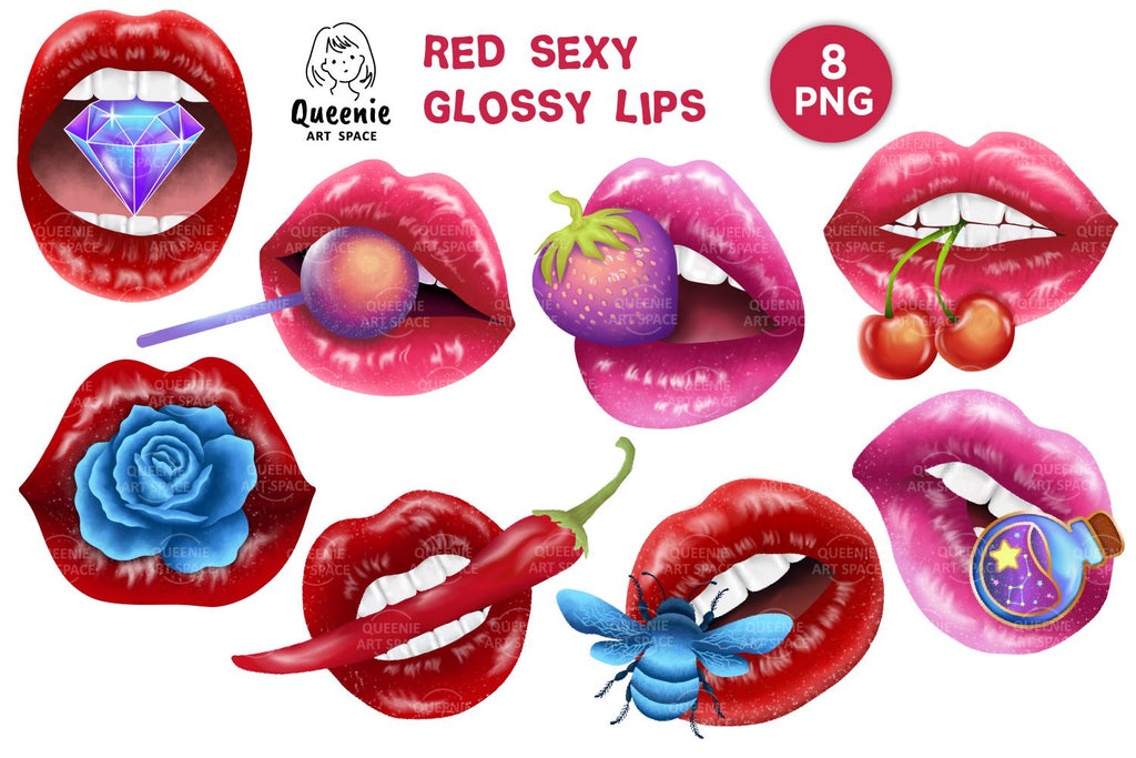 Female Sexy Red Pink Glossy Lips Png - So Fontsy
