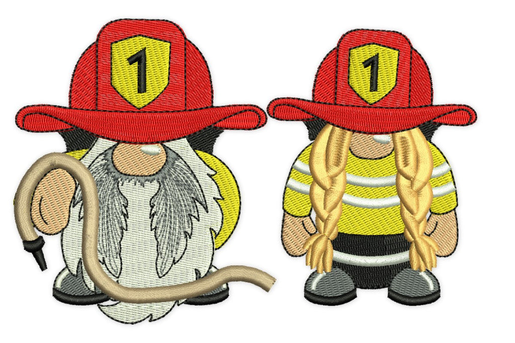 Firefighter Gnomes Embroidery Design, Fireman - So Fontsy