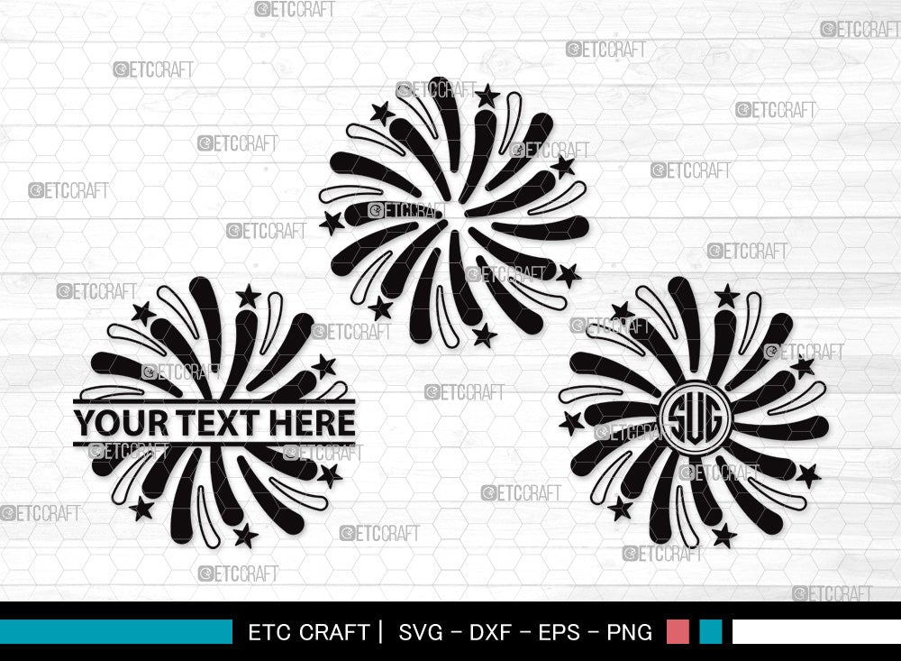 Fireworks Monogram SVG | Fireworks Rocket Svg | Fireworks Svg | 4th Of ...