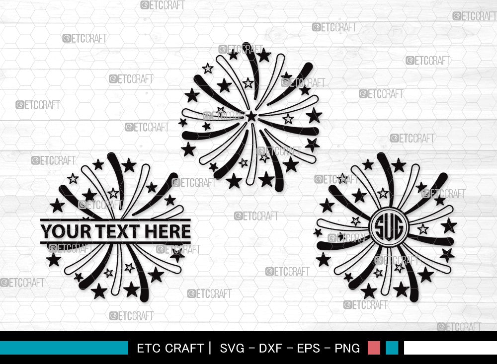 Fireworks Monogram SVG | Fireworks Rocket Svg | Fireworks Svg | 4th Of ...