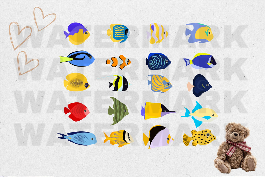 Fish Clipart Set, Tropical Fishes Images Bundle - So Fontsy