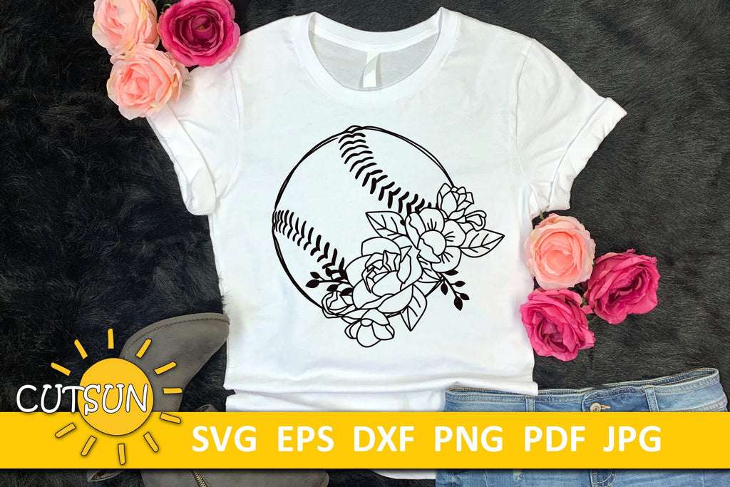 Floral Baseball SVG | Baseball SVG - So Fontsy