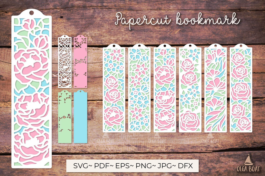 Floral bookmarks layered templates bundle - So Fontsy