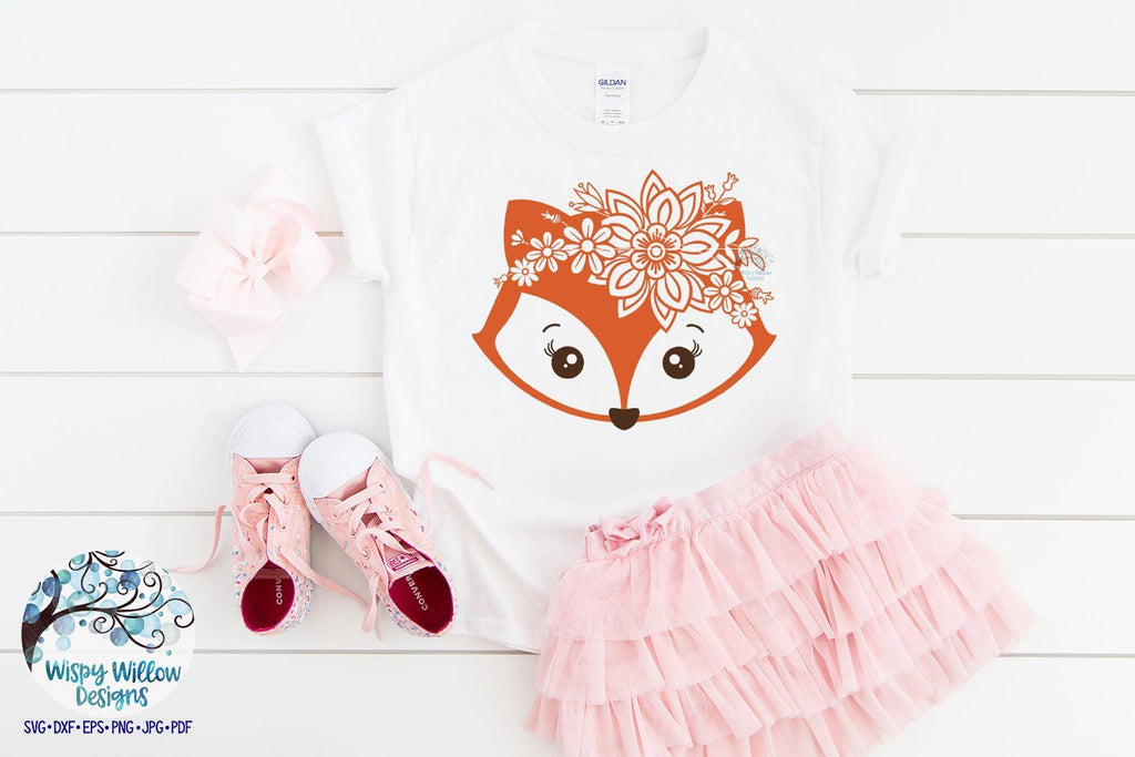 Floral Fox SVG Cut File | Girly Fox with Flowers SVG - So Fontsy