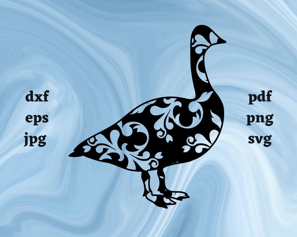 Floral Goose SVG Cut File - So Fontsy