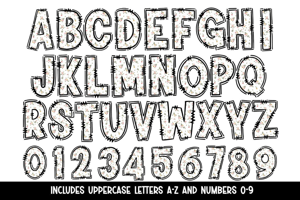 Floral Hand Drawn Doodle Letters - So Fontsy