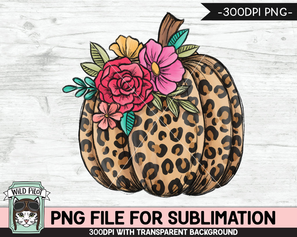 Floral Leopard Pumpkin SUBLIMATION design PNG, Flower Leopard Pumpkin ...