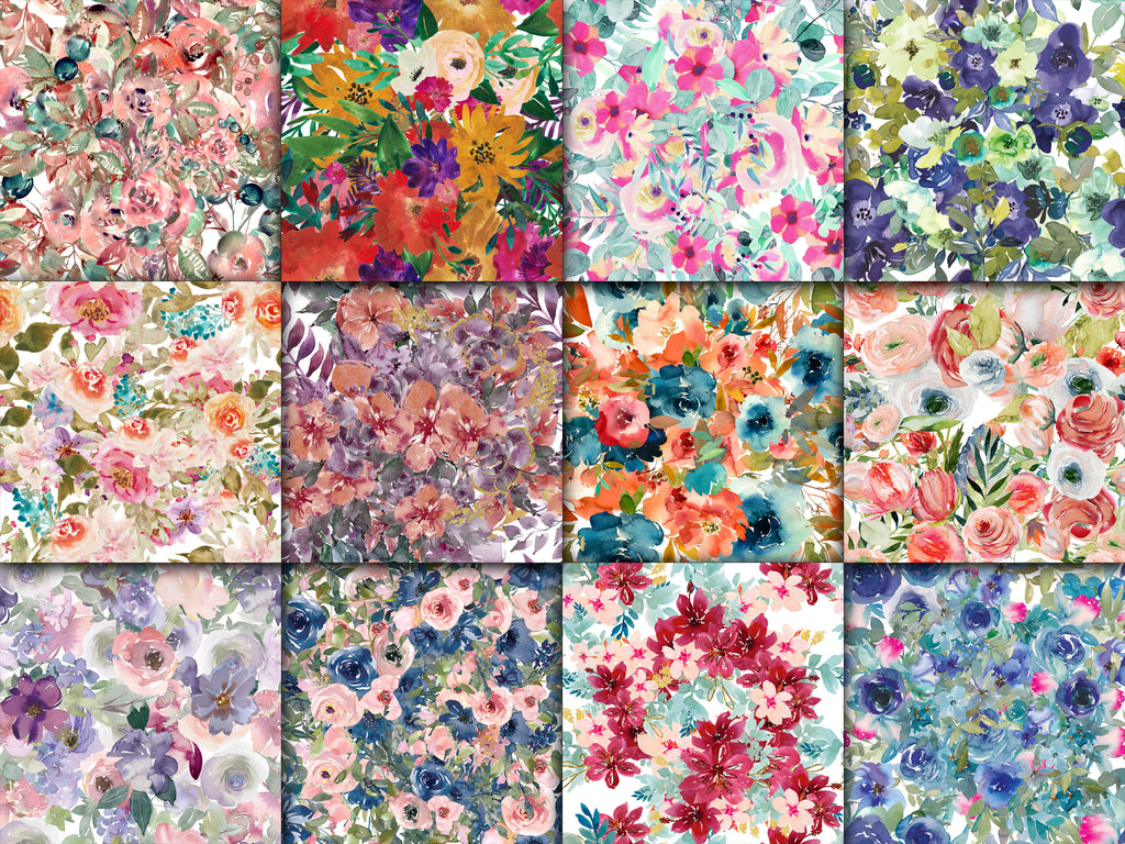 Floral Medley Digital Paper - SEAMLESS Patterns - So Fontsy