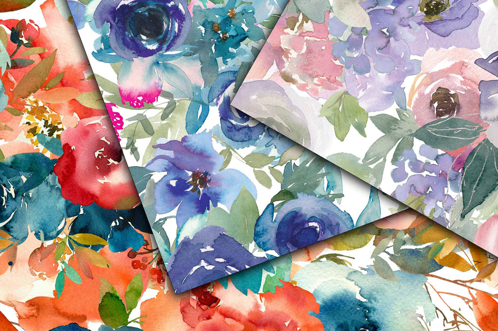 Floral Medley Digital Paper - SEAMLESS Patterns - So Fontsy