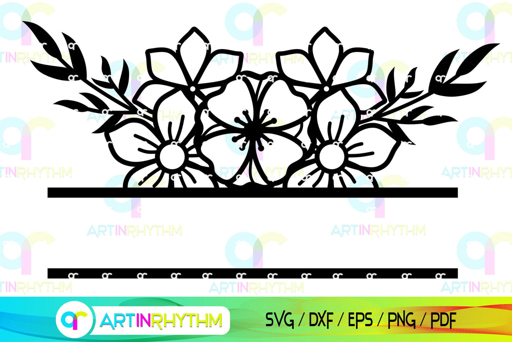 Floral Split Monogram frame svg - So Fontsy