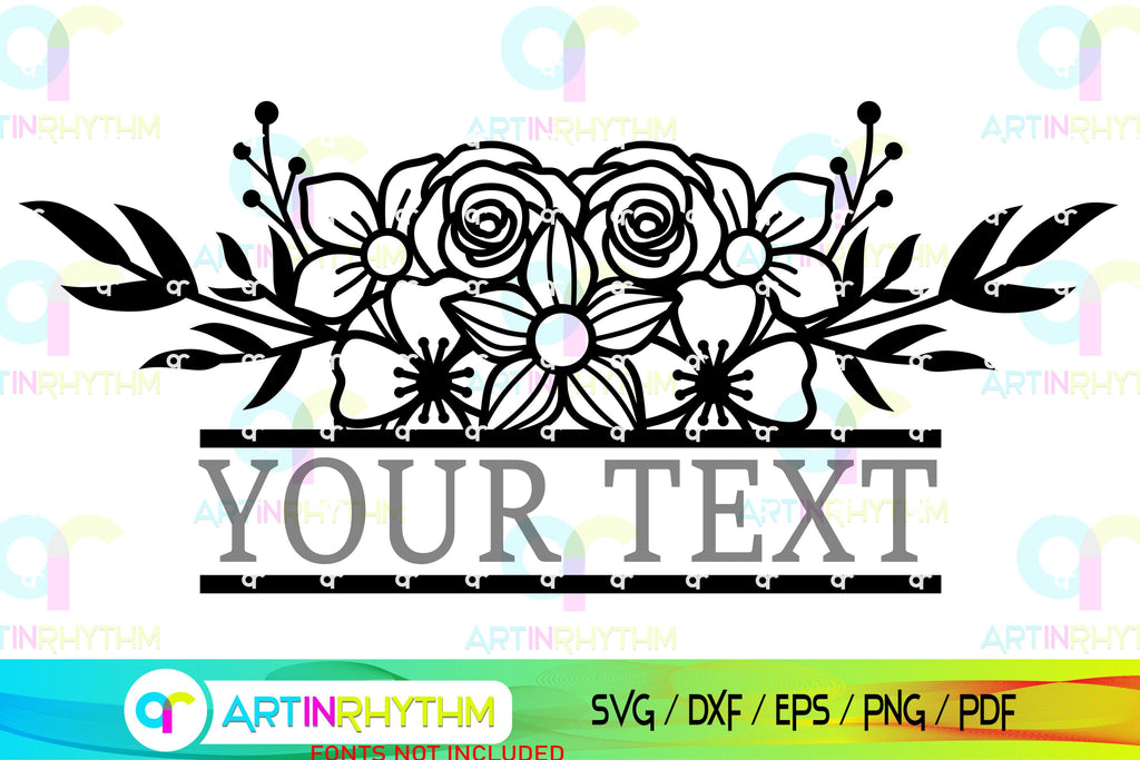 Floral Split Monogram frame svg - So Fontsy