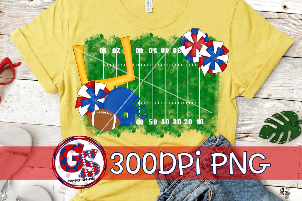 Football Field PNG for Sublimation-Red and Royal Blue - So Fontsy