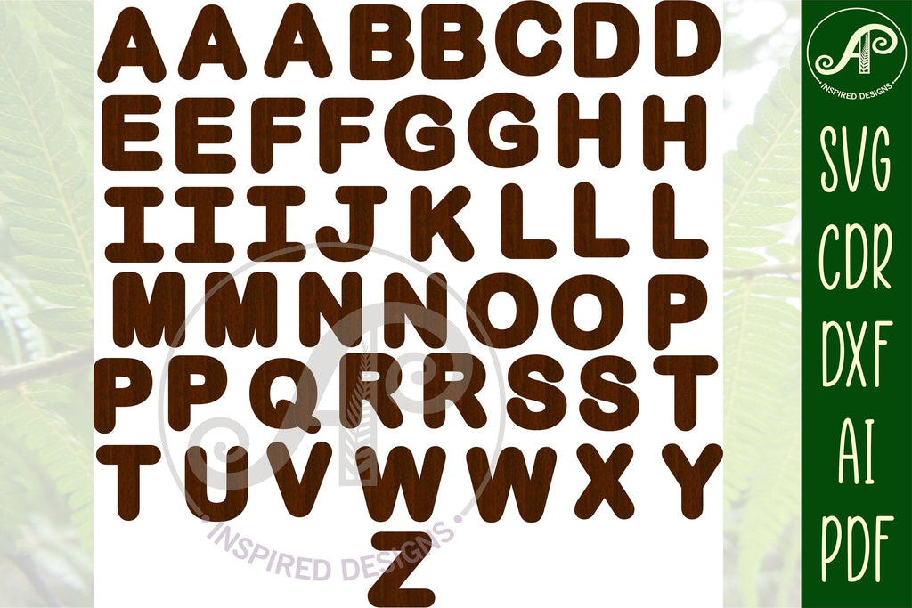 Forest and Mountain alphabet set. 2 layer letters. 47 letter - So Fontsy