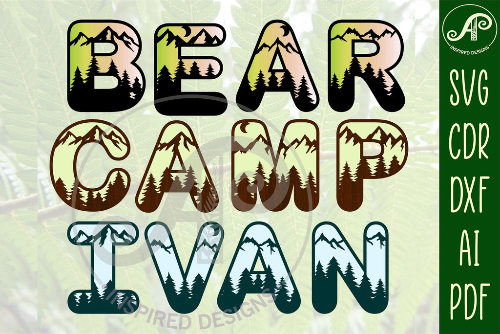 Forest and Mountain alphabet set. 2 layer letters. 47 letter - So Fontsy