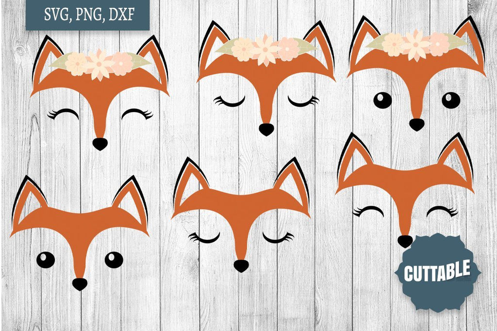 Fox Face SVG, Cute Fox Face cut file bundle, Cute foxes SVG - So Fontsy