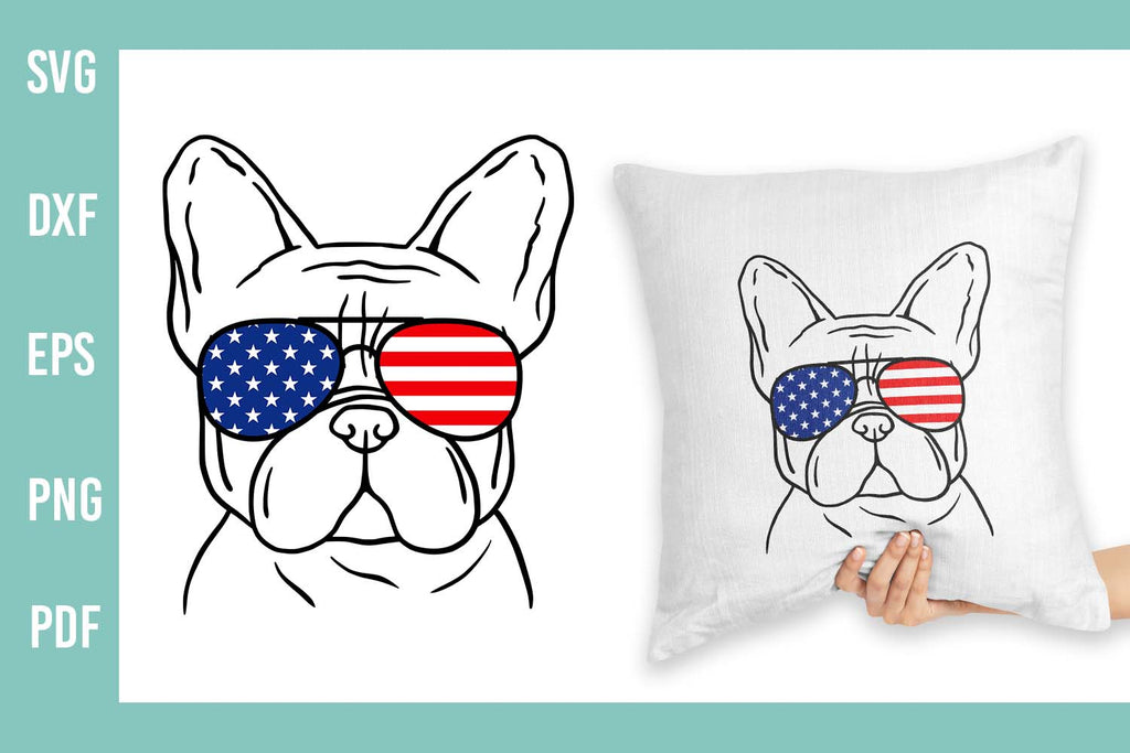 French Bulldog Svg | Dog Face Svg | 4th of July Svg - So Fontsy