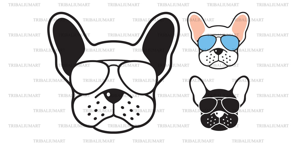 French bulldog with aviator sunglasses. Cut files for Cricut. Clip Art ...